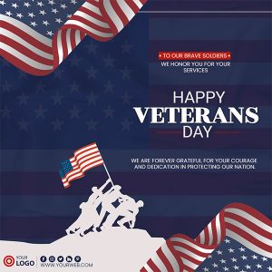 Modern Social Media Post Template - Happy Veterans Day | 3D DECORATIVE